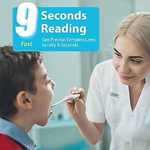 Boncare 9 Seconds Digital Basal Thermometer for Adults and Kids - Accurate Oral Thermometer with Fever Alarm, Rectal Thermometer for Baby with Large Display (Rice-White)