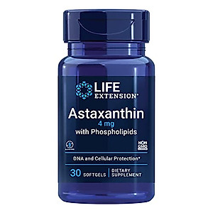 Life Extension Astaxanthin with Phospholipids 4 mg - For Eye & Heart Health + Metabolic & Cardiovascular Health - Supports Inflammatory & Immune Response - Gluten Free, Non-GMO - 30 Softgels
