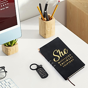 Boss Lady Gifts for Women, Best Boss Gifts for Women with 20 OZ Boss Lady Tumbler Notepad Ballpoints keychain Thank You Gift Cards, Boss Birthday Gifts & Boss Christmas Gifts for Women(Black)