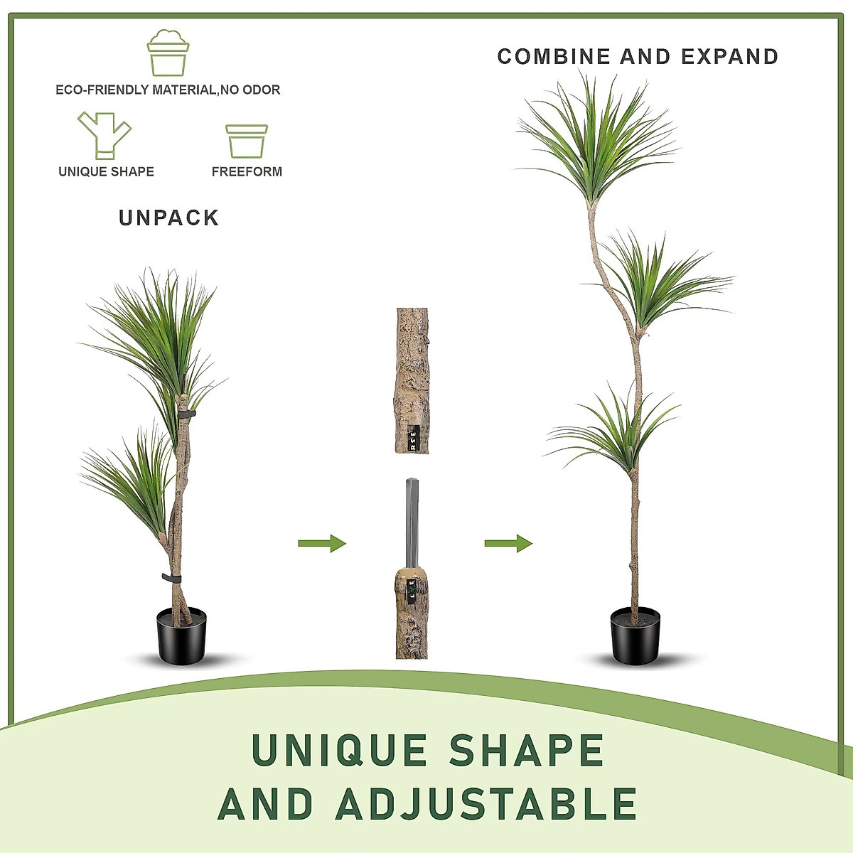 LYERSE 7ft Artificial Dracaena Tree in Plastic Nursery Pot - Tall Faux Ficus Lyrate Tropical Plants Fake Silk Tree - Artificial Trees for Office House Living Room Home Decor Indoor/Outdoor…