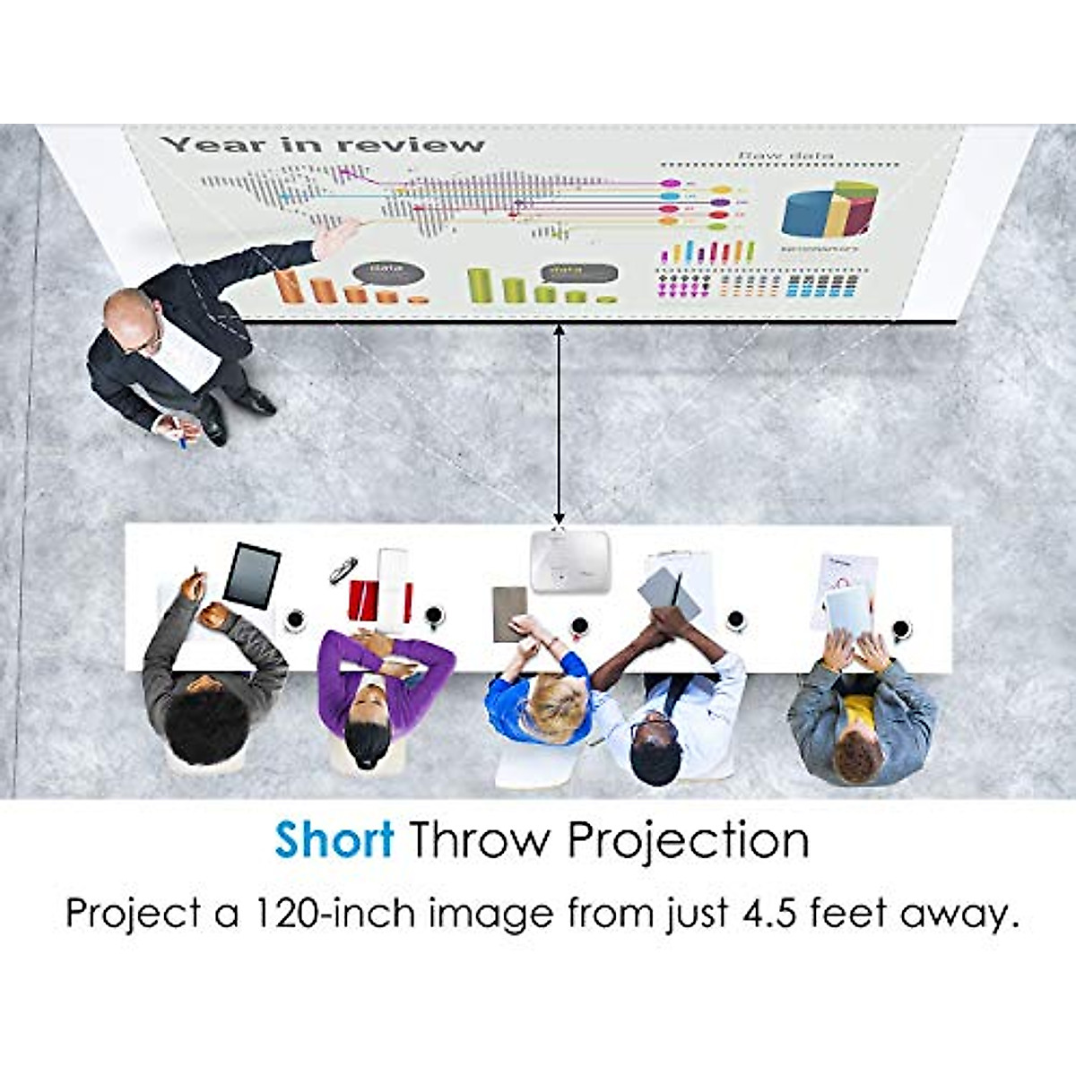 Optoma EH412ST Short Throw 1080P HDR Professional Projector | Super Bright 4000 Lumens | Business Presentations, Classrooms, or Meeting Rooms | 15,000 hour lamp life | Speaker Built In (Renewed)