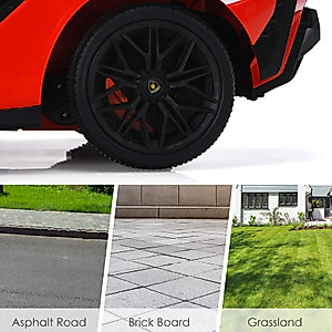 OLAKIDS Kids 12V Licensed Lamborghini SIAN Ride On Car, Electric Vehicle for Toddler with Control Remote, Battery Powered Toy with Music, Horn, 2 Speeds, Suspension, LED Lights, Bluetooth, USB (Red)