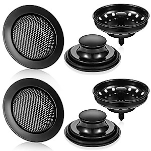 6 Pcs Matte Black Kitchen Sink Stopper Strainer Sink Plug Stainless Steel Universal Anti Clogging Sink Basket Strainer Set Sink Filter Sieve Kitchen Garbage Disposal Kitchen