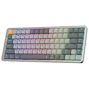 Redragon K652 75% Wireless RGB Mechanical Keyboard, Tri-Mode 84 Keys Ultra-Thin Gaming Keyboard w/Aluminum Top Plate, 100% Supported Win/Mac System & Low Profile Blue Switch