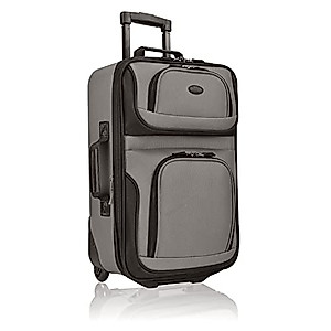 U.S. Traveler Rio Rugged Fabric Expandable Carry-on Luggage Set, Grey, 2 Wheel