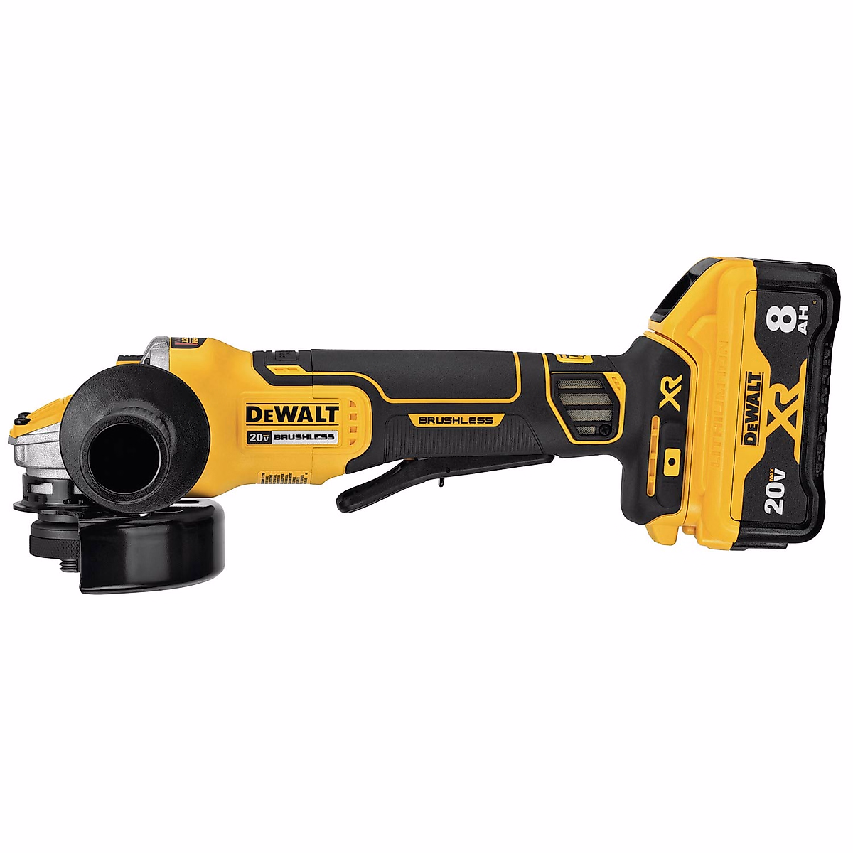 Dewalt DCG415W1R 20V MAX XR Brushless Lithium-Ion 4-1/2 in. - 5 in. Cordless Small Angle Grinder with POWER DETECT Tool Technology Kit (8 Ah) (Renewed)