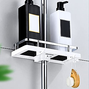 POROPL Shower Rack Soap Holder for Bathroom - Shower Caddy Shelves Slide Bar for Shower Head Shampoo,Soap Holder Suitcase Shower Shelves with Hanging Hook (White)