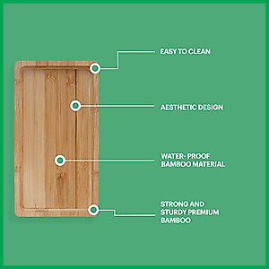 YELLOW LOTUS Bamboo Vanity Tray, 12 inch, Brown, Wooden, Slip Resistant, Perfume, Makeup, Jewelry Organizer, Decorative Toilet Tank Tray