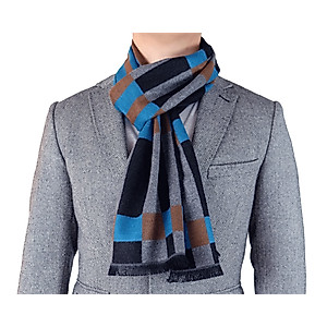 Scarf for Men Reversible Elegant Classic Cashmere Feel Scarves for Fall Winter (TA04-1)