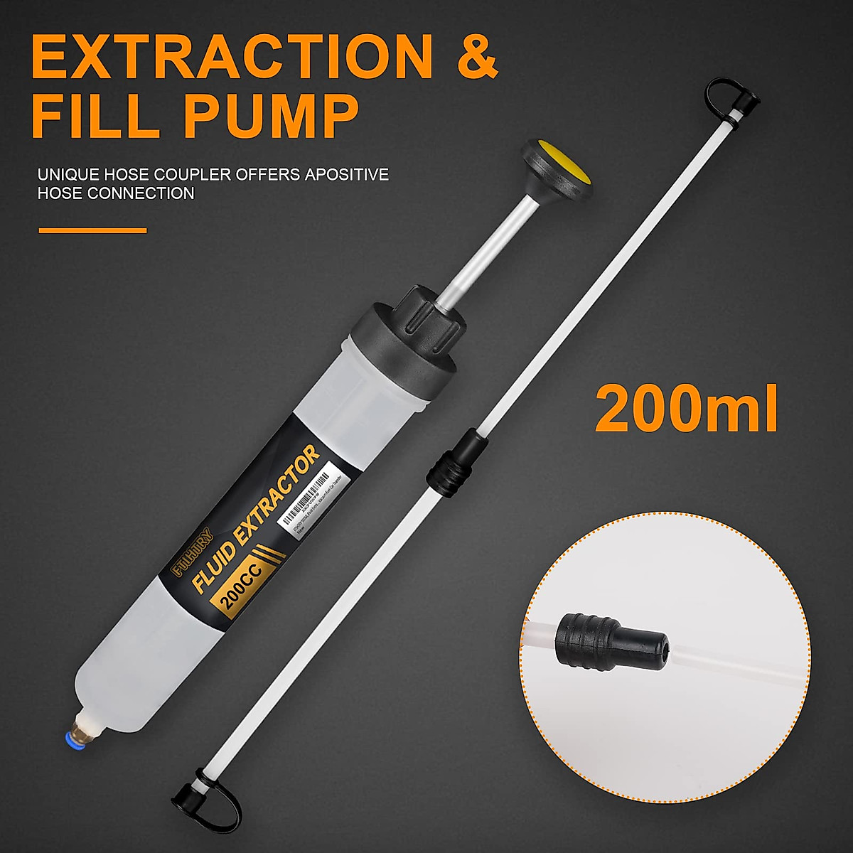 FTIHTRY Fluid Extractor, Extraction&Fill Pump,Fluid Syringe Pump Manual Suction Vacuum Fuel Car Transfer (200cc)