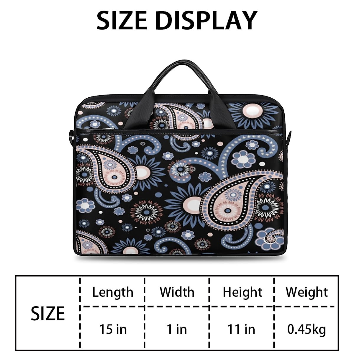 Paisley Retro Pattern Laptop Computer Bag Waterproof Shoulder Messenger Bag 13-15 inch Durable Laptop Tote Bag with Shoulder Strap Handle Lightweight Crossbody Briefcase