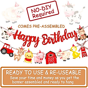 Farm Birthday Party Decorations Red Farm Happy Birthday Banners Farm Animal Party Decorations for Farm Barnyard Birthday Party Barn Theme Baby Shower Supplies