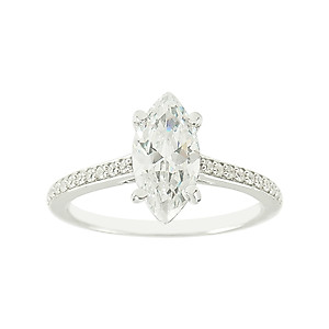 MARC 925 Sterling Silver 1.70 ct Marquise cut 10x5 mm Cubic Zirconia Bridal Ring