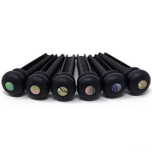 Crosby Slotted Pure Ebony Bridge Pins with Abalone Dot Inlay for 6 & 12 String Acoustic Guitar