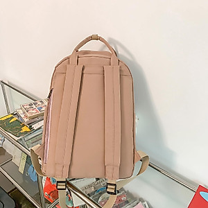 GAXOS Cute Backpack for School Aesthetic Backpack Purse for Women Girls Pink Book Bag Korea Style Bookbag