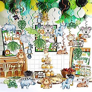 Jungle Animal Wild One Party Supplies Decorations 30 Pack Foil Ceiling Hanging Swirls Streams Party Banner Decor for Kids Adults Safari Birthday Celebrating Party Events Baby Shower Room Wall Decor