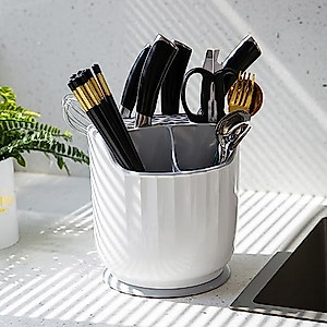 Komost Rotating Utensil Holder for Countertop, Utensil Organizer Caddy Crock for Kitchen Counter, Knife Holder Storage Rack