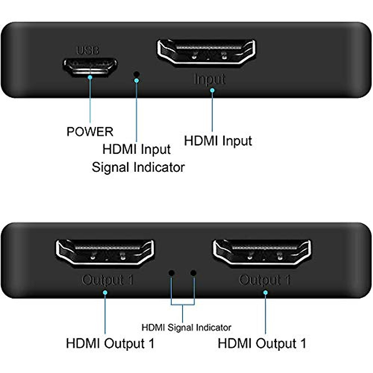 HDMI Splitter 1 in 2 Out, 4K HDMI Splitter for Dual Monitors, 1x2 HDMI Splitter 1 to 2 Amplifier Supports Full HD 1080P 3D for Xbox PS4 Fire Stick Blu-Ray HDTV (1 Source onto 2 displays)