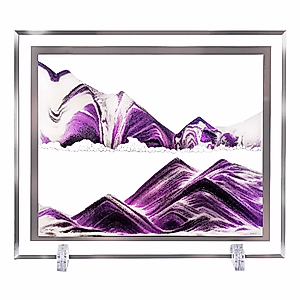 Muyan Moving Sand Art Picture Sandscapes in Motion Dynamic Sand Picture Glass 3D Deep Sea Display with Stand Decor Desktop Home Office Creative Gift (Purple, 7inch)