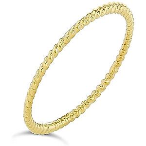 10K Yellow Gold Dainty Stackable Rope Cable Design Thin Slender Band Ring - Size 8
