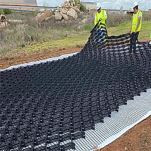 4 Inch Ground Grid for Landscaping, Steep Slopes Driveway Walkways Gravel Grid Pavers/ Floor Soil Stabilizer for Yards Parking Embankment Creek Bank Control, Filling Pea Stones Sand ( Color : High 4in