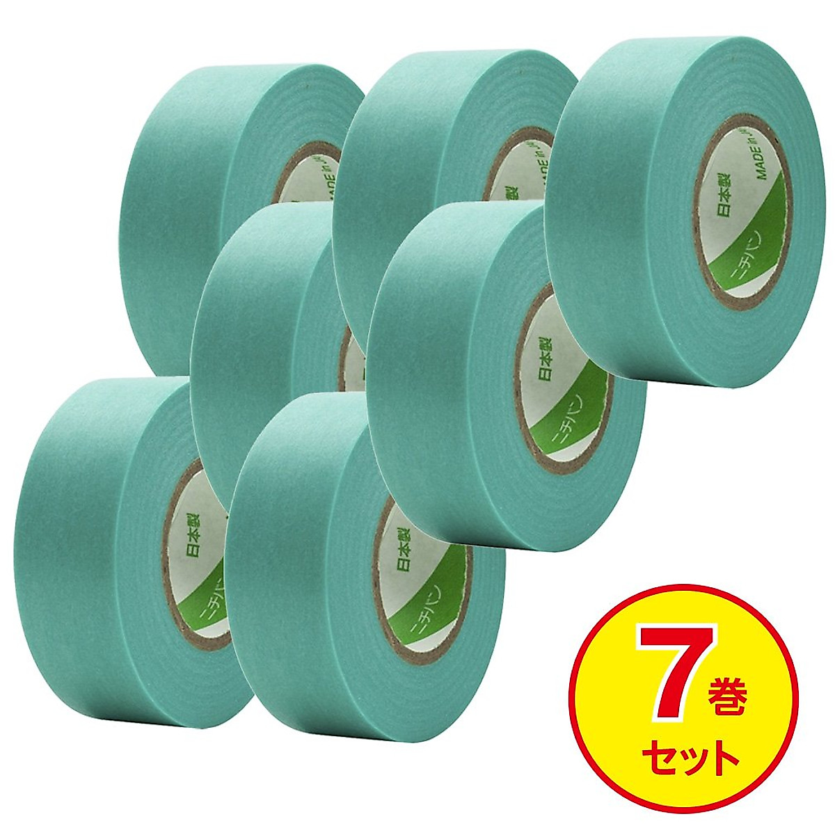 Nichiban 22H-18 Masking Tape, 7 Rolls, 0.7 inches (18 mm) x 59.2 ft (18 m) Green