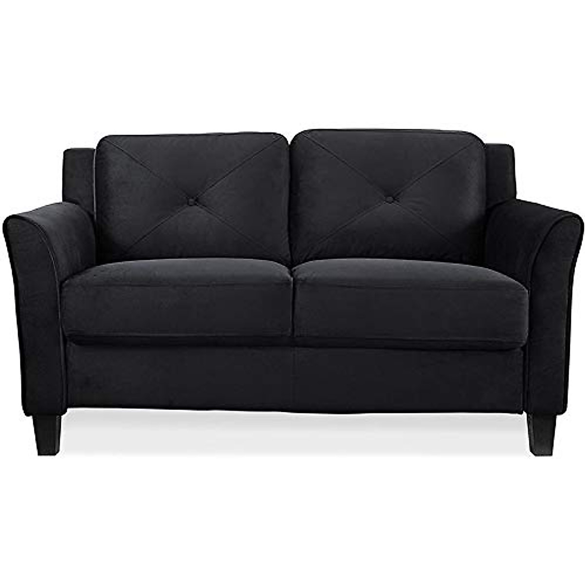 BOWERY HILL Microfiber Loveseat Couch in Black