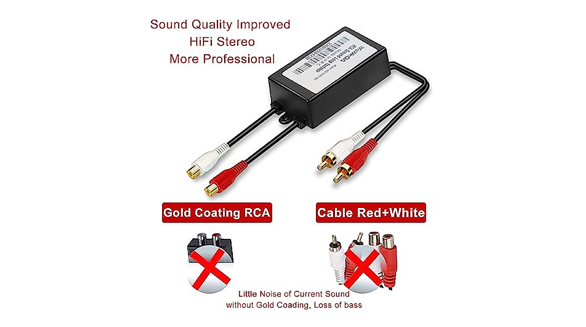 RCA Noise Filter Hum Eliminator (No Reduce Bass) Ground Loop Isolator ...