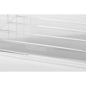 Unum Crystal Clear Acrylic Desktop File Sorter Holder - Lucite Mail, Paper, Folder, Letter Organizer – Makeup Palette Organizer - Thick Cast Acrylic 9" x 6.75" x 6.5"