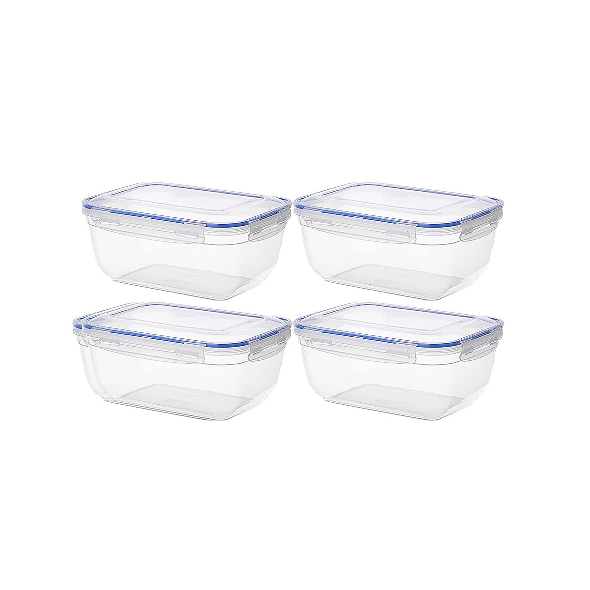 Superio Pack of 4 Plastic Food Storage Containers with airtight Lid for Pantry, Fridge- 80 Oz- BPA Free, Leakproof Sealed Container- Microwave, Dishwasher and Freezer Safe, Clear (Clear)