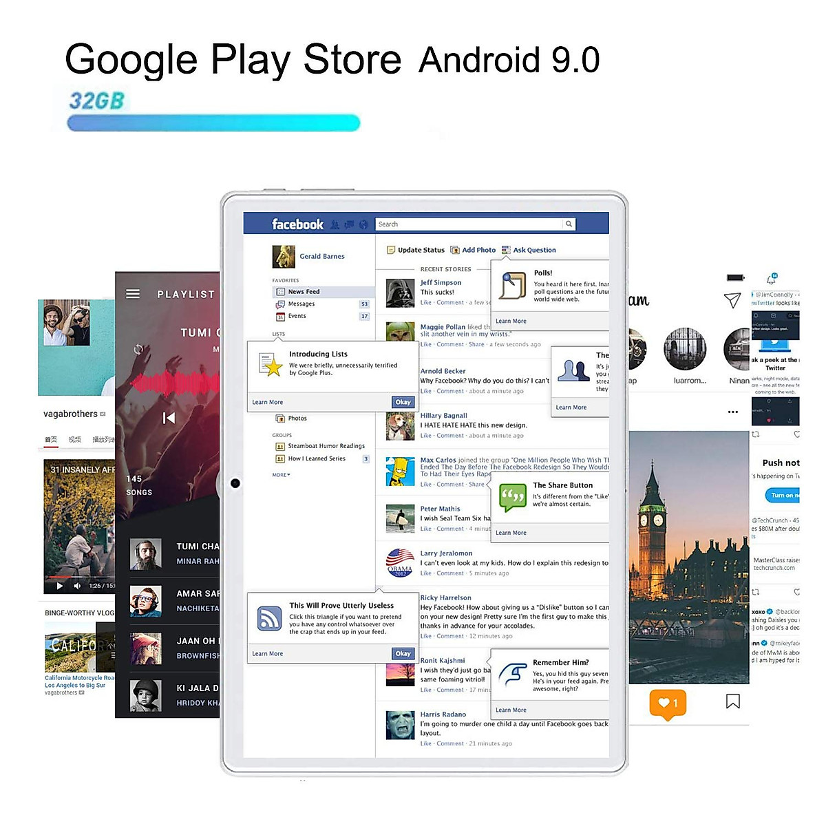 IBBWB Tablet 10 inch Android 9.0,3G Phone Call,2GB RAM, 32GB Storage, 6000mAh Battery, Dual Sim Card Slots and 5MP Rear Camera, WiFi,Bluetooth, GPS, FM, Metallic