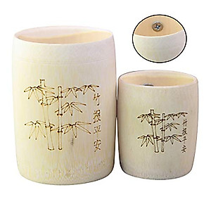 Balacoo Food Container 2Pcs Bird Feeding Cups Parrot Bird Cage Bamboo Food Water Dish Container Feeder Bowls Food Containers