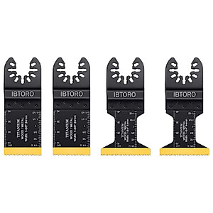 IBTORO 4PCS Titanium Oscillating Multitool Wood Metal Blades Fit Porter Cable Black & Decker Rockwell Ridgid Ryobi Milwaukee Chicago Craftsman