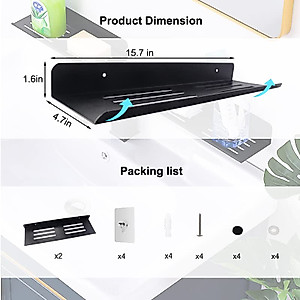 Floating Shelves Set of 2 for Bathroom, 15.7 x 4.7 inch, Wall Mounted Floating Tray,Narrow Counter Organizer Shelf, Self Adhesive Shower Shelves for Bathroom, Laundry Room,Kitchen, Farmhouse, RV