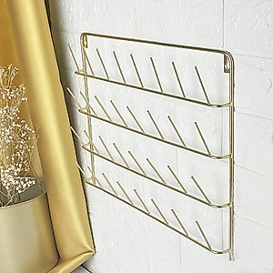 Generic Metal Thread Rack 32 Spools Sewing Wall Mount Embroidery Cone Thread Holder, 40x31cm, Gold