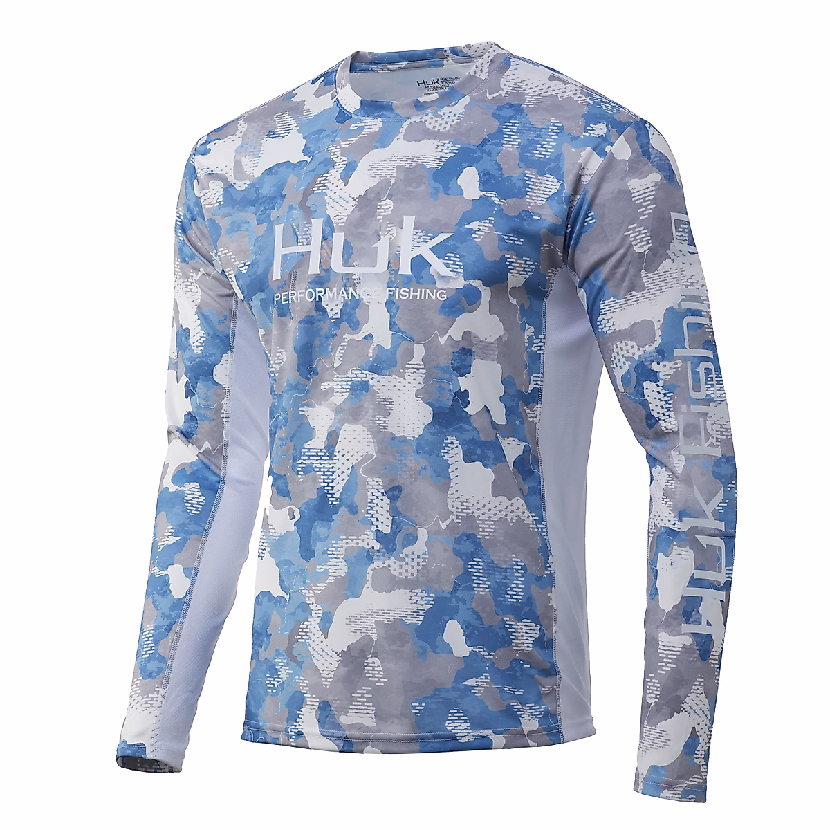 HUK Men's Icon X Camo Long Sleeve Performance Fishing Shirt, Ice Boat-Refraction, Large