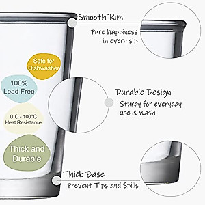 SOUL ONE 5 oz Heavy Based Drinking Glasses, Kids Small Drink Glassware for Orange Juice, Water, Milk, Coffee, Classic Thick Drinkware Glass Cup