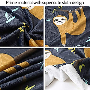 Zevrez Sloth Blanket Cute Sloth Gifts for Adults Kids Sloths Lovers Gifts Soft Lightweight Flannel Fleece Throw Blanket with Sloths (Sloth 3, 48"x60")