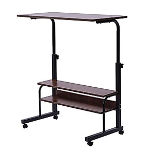 HOOMTLSY Mobile Laptop Desk (15.74''x31.49) Adjustable Standing Desk Portable Laptop Computer Desk with Wheels Rolling Desk Sofa Bed Side Table Couch Computer Desk for Home Office Classroom