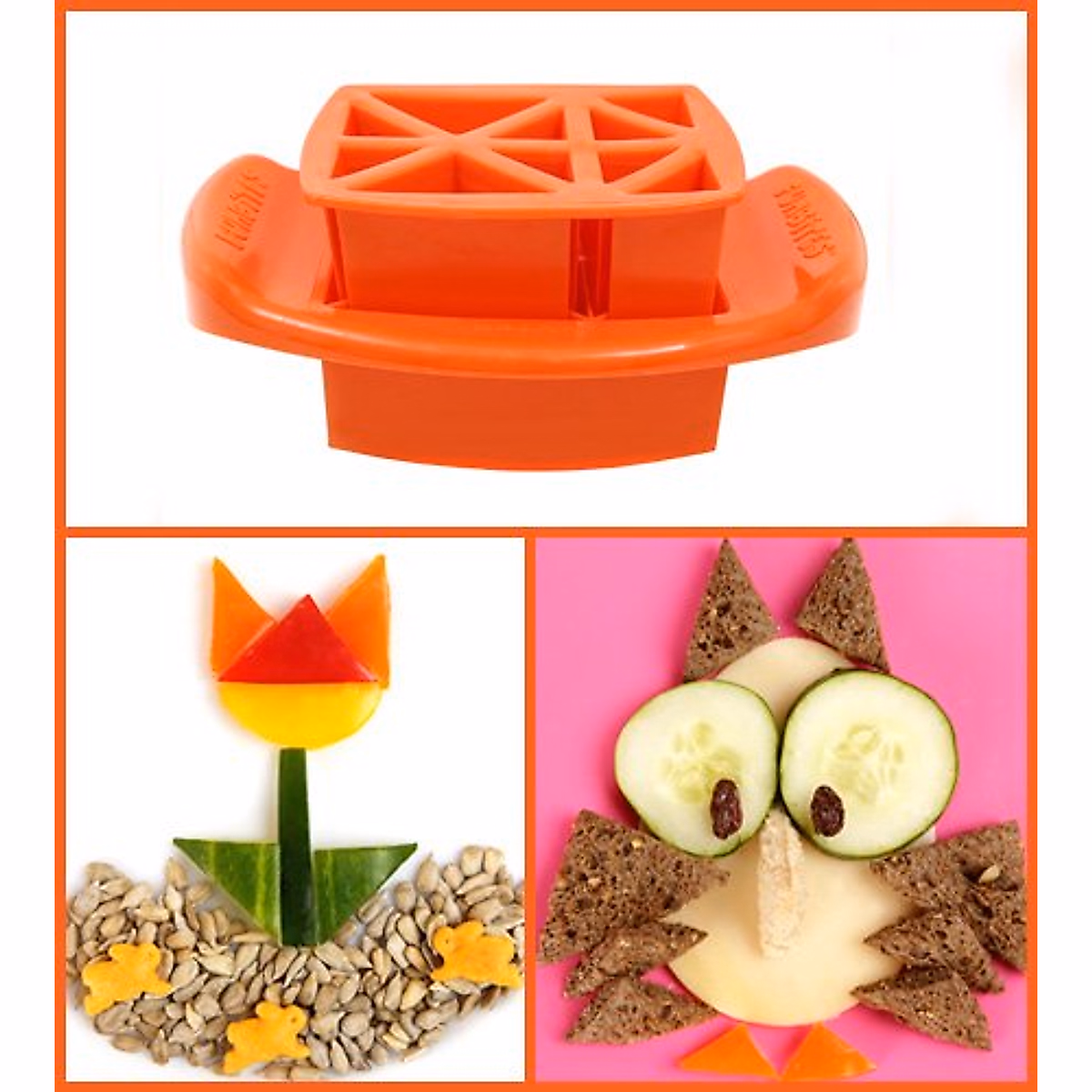 FunBites Food Cutter for Kids, Orange Triangles