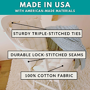 Barnett Home Decor Farmhouse Check Black Standard Rocking Chair Cushions - Latex Foam Fill Rocker Seat Pad & Backrest Cushion with Ties - Tufted, Reversible, Machine Washable, Checkered