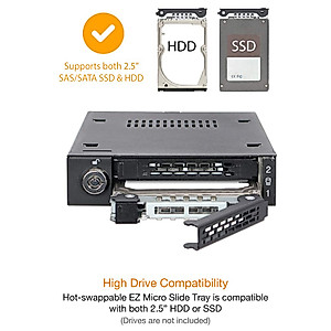 ICY DOCK Full Metal 2 Bay 2.5” SATA/SAS HDD & SSD Mobile Rack for External 3.5" Drive Bay | ToughArmor MB992SK-B