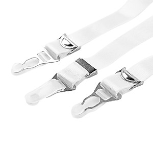 Women's Sexy Lace Garter Belt with 6 Straps Metal Clip Suspender for Thigh High Stockings (White, M)
