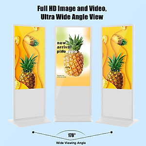 55 Inch Interactive Touchscreen Monitor,Win10 Core i5 RAM 4G & ROM 128G,Floor Standing Lcd Digital Signage,Commercial Interactive Advertising Display Screen,Digital Signage Kiosk Smart Board White