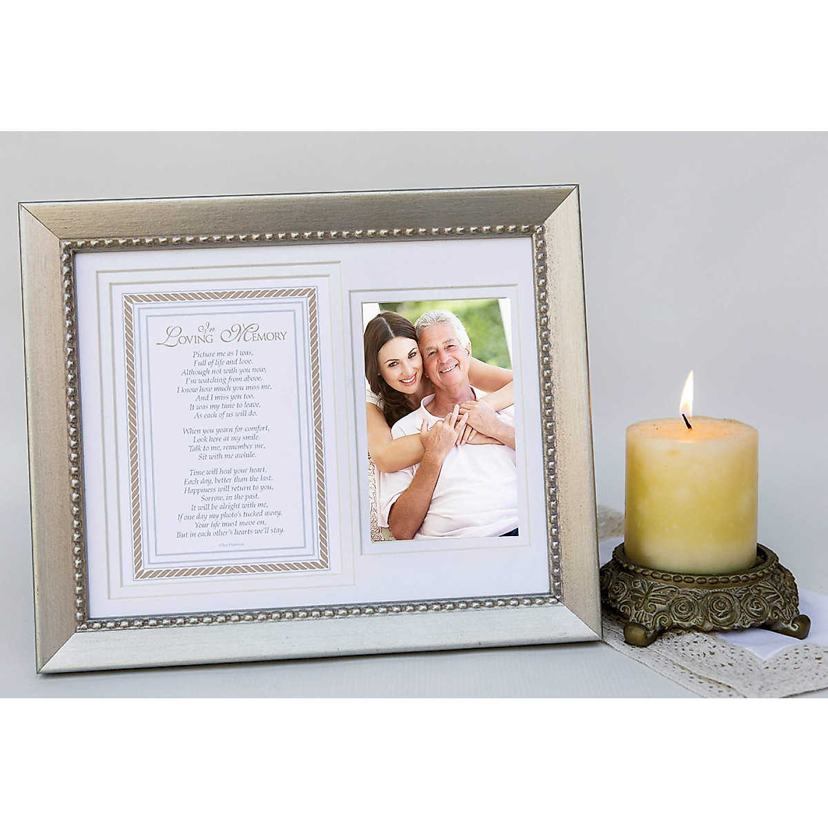 In Loving Memory Sentiment Memorial Picture Frame- Sympathy Gift for Loss of Loves Ones - Memorial Gift (Silver)