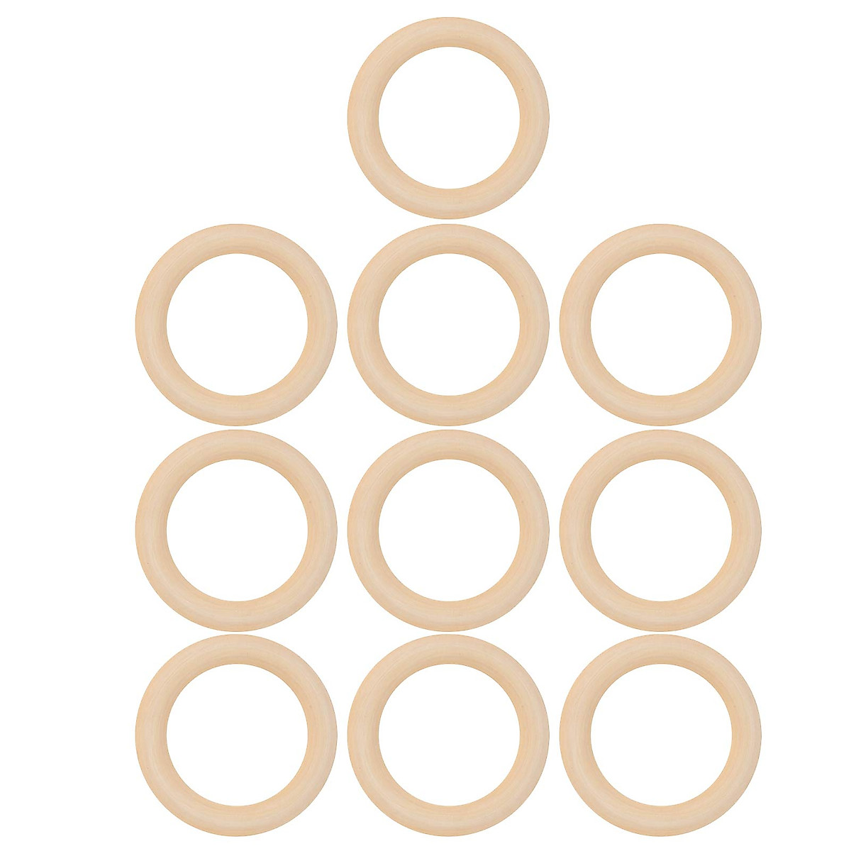 10Pcs Wood Teething Rings, 65mm Baby Unfinished Wood Circles Without Paint, Smooths Wood Circles for Crafts DIY Teething Ring, Jewelry Pendant Connectors (Wood Color-65mm)