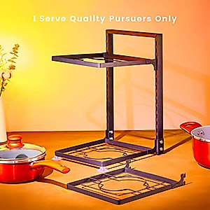 HOYRR Pots and Pans Organizer,3 Tier Adjustable Pan Organizer,Pan Rack,Pot Organizer Rack For Under Cabinet,Under Cabinet Pot and Pan Organiser For Kitchen Organisation and Storage.(Black)