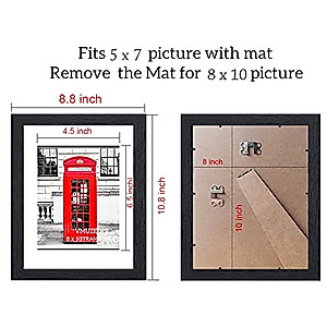 VMUZEDER 8x10 Picture Frame Black Set of 6,Display Pictures 5x7 with Mat or 8x10 Without Mat for Wall Mounting or Table Top Display, Photo Frames Collage for Wall