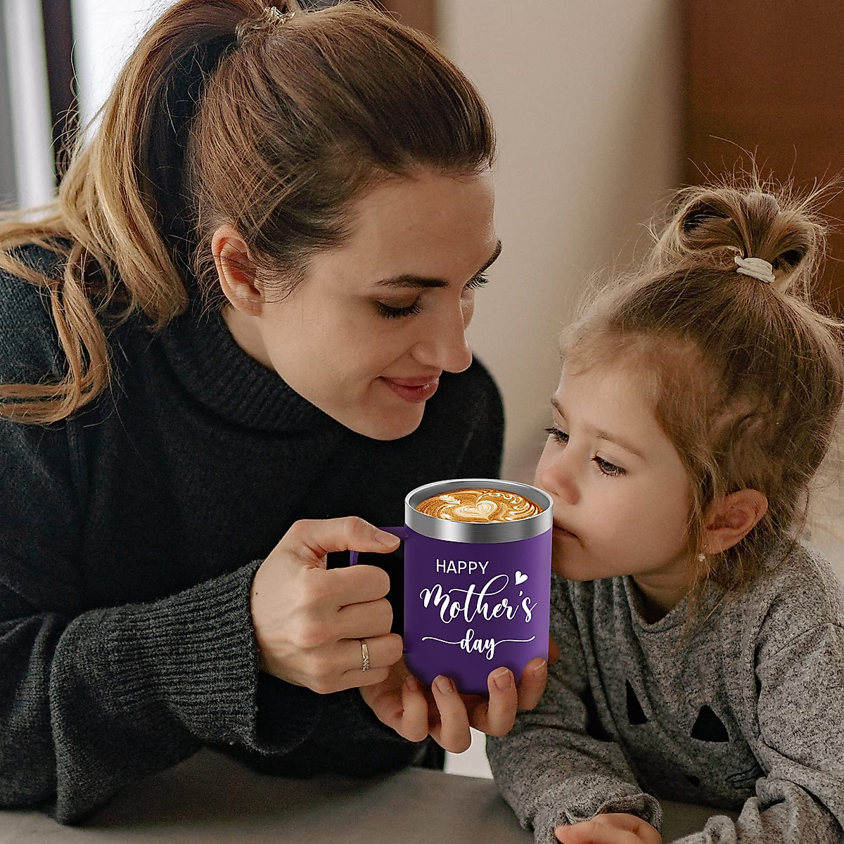 Gtmileo Mothers Day Gifts for Mom, Happy Mothers Day Stainless Steel Insulated Coffee Mug, Mom Gifts from Daughter Son, Birthday Christmas Gifts for Mom New Mom Mom to Be Mother Women(12oz, Purple)