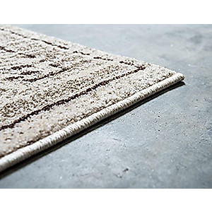 Unique Loom La Jolla Collection Botanical, Contemporary, Traditional, Rustic, Border Area Rug, 9 x 12 ft, Ivory/Brown